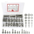244PCS Metric Flat Hex Bolts and Nuts kit, M3/M4/M5/M6/ M8/M10 Nuts and Bolts Kit with Silver ...