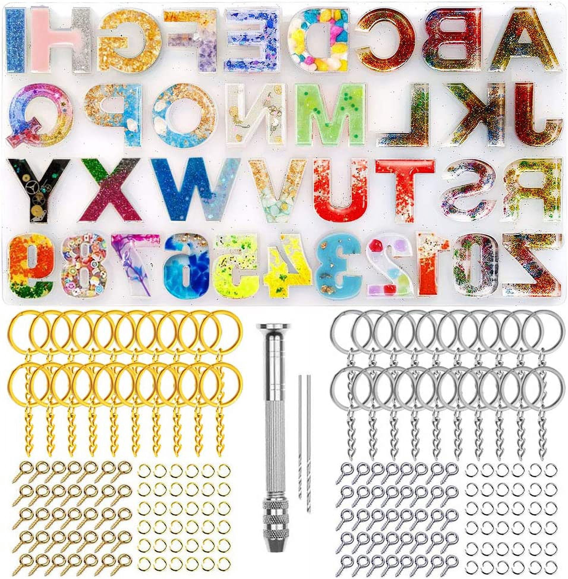244Pcs Alphabet Silicone Resin Casting Molds Kit, Reversed Letters ...