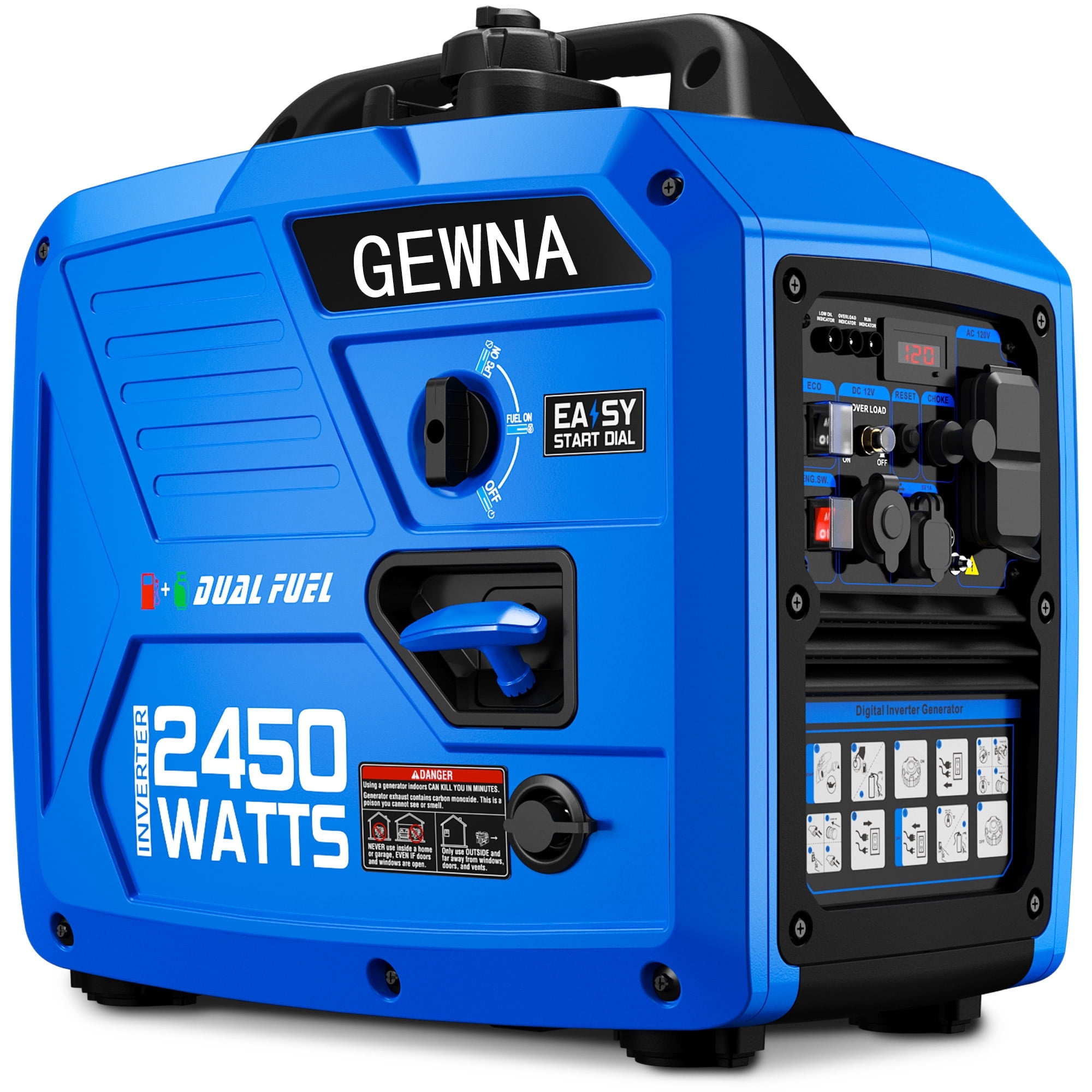 2450-Watt 120V Gas Powered Portable Fuel Inverter Generator Included 1. ...