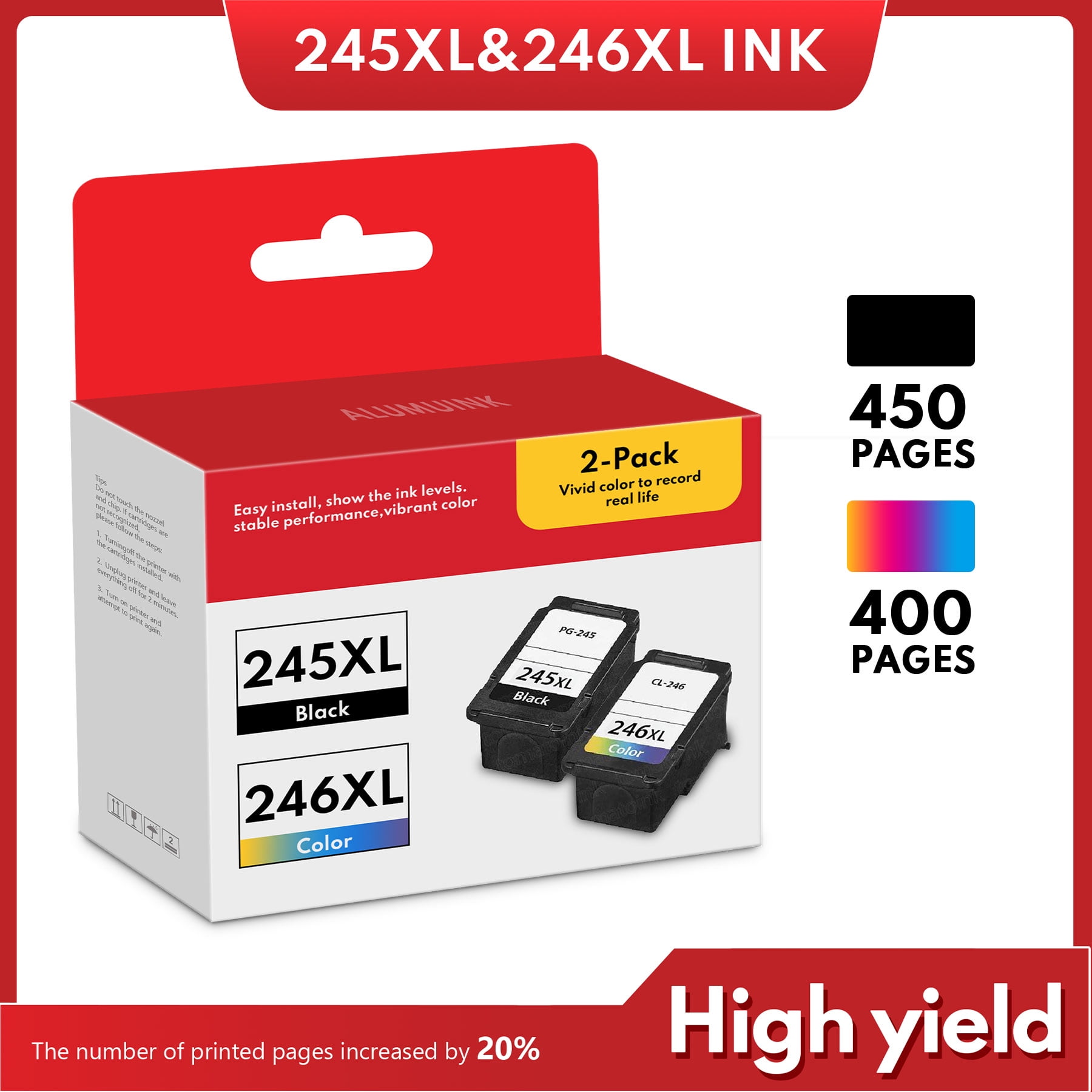 245XL 246XL 2 Pack Combo Ink Cartridge Replacement for Canon PIXMA ...