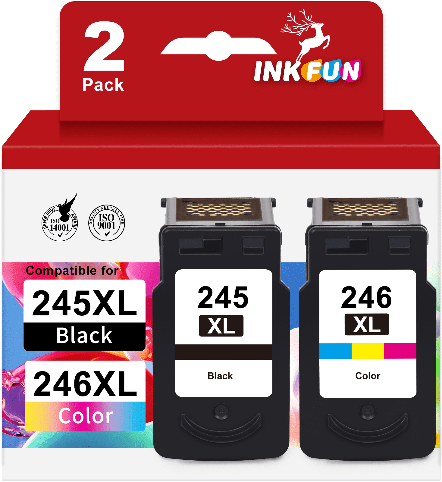 Inkfun Canon 245XL 246XL Ink Cartridges for Pixma MG2522, MX492, TS3322 ...