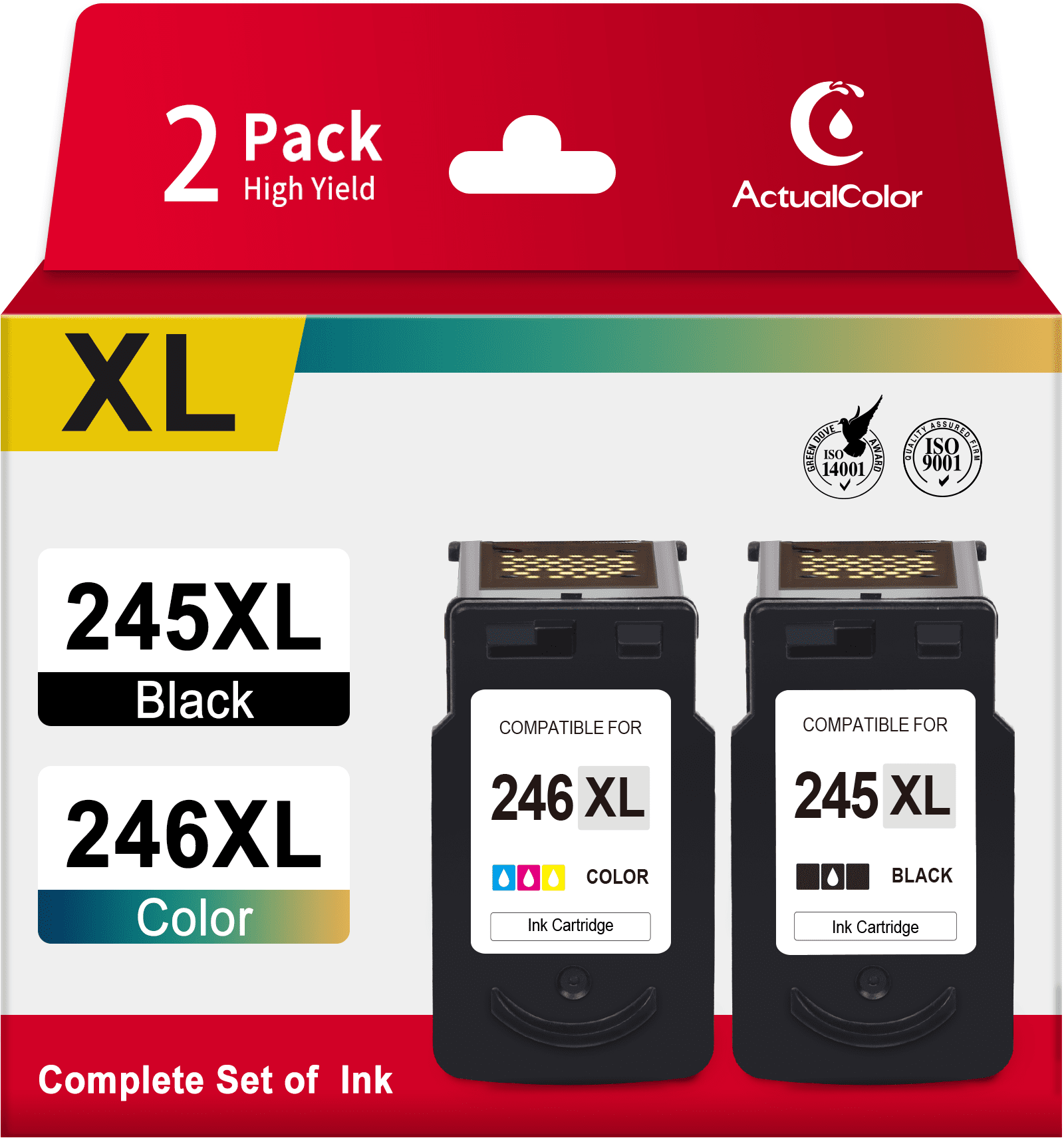 ACTUALCOLOR C 245XL 246XL Ink Cartridges for Canon Printer, Black, Tri ...