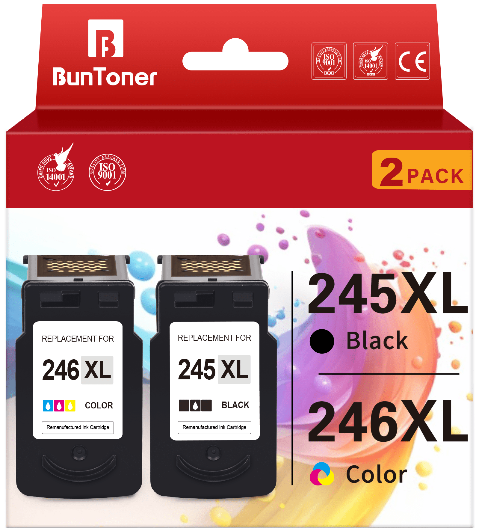 BUNTONER 245XL 246XL Ink Cartridge Combo for Canon Pixma MG2522, MX492 ...