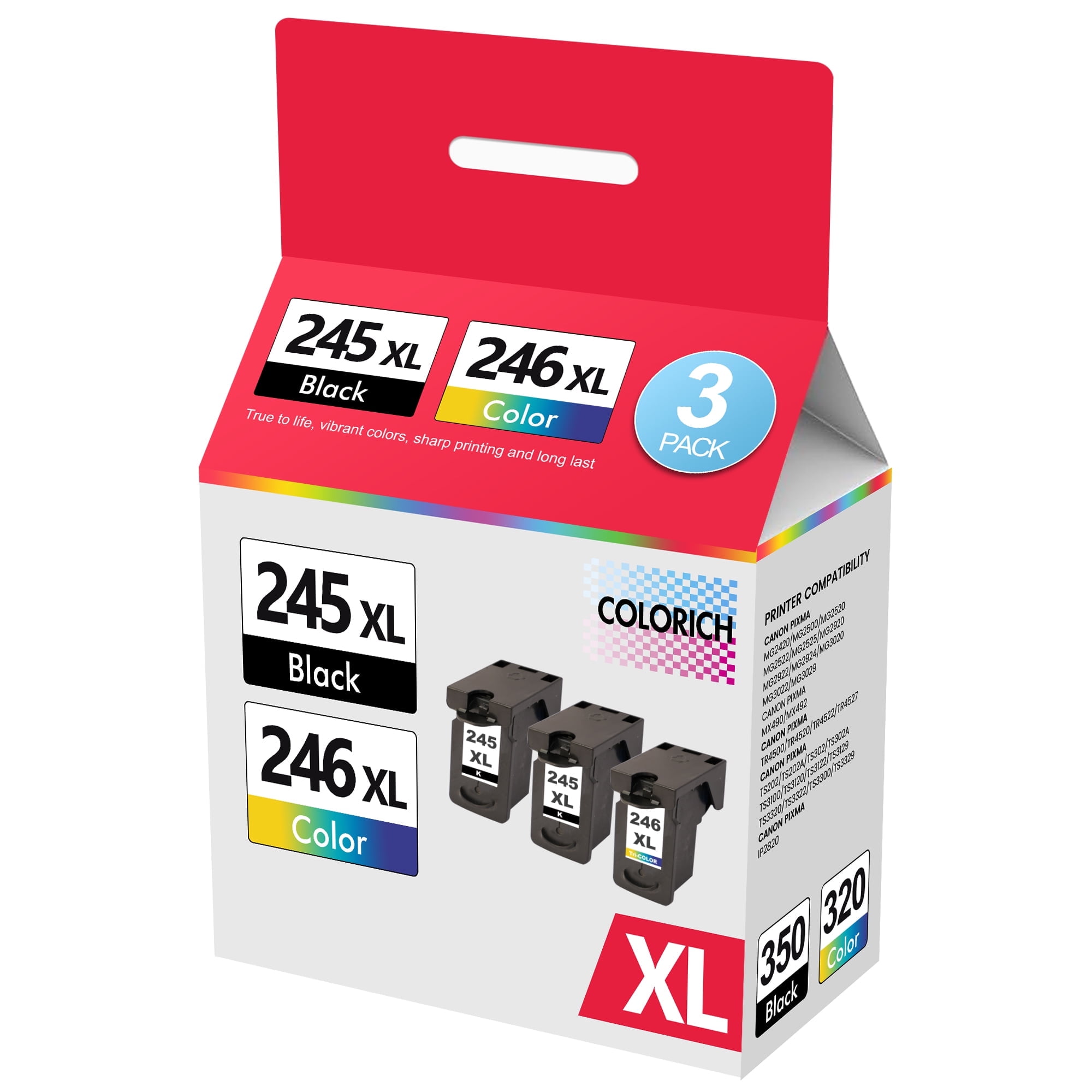 245XL Ink Cartridges for Canon Ink 245 and 246 for Pixma MX492 MX490 ...