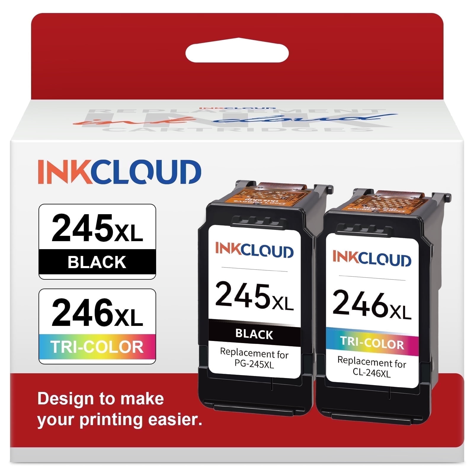 INKCLOUD 245XL Ink Cartridge, High-Capacity Black, Tri-Color, for Canon ...