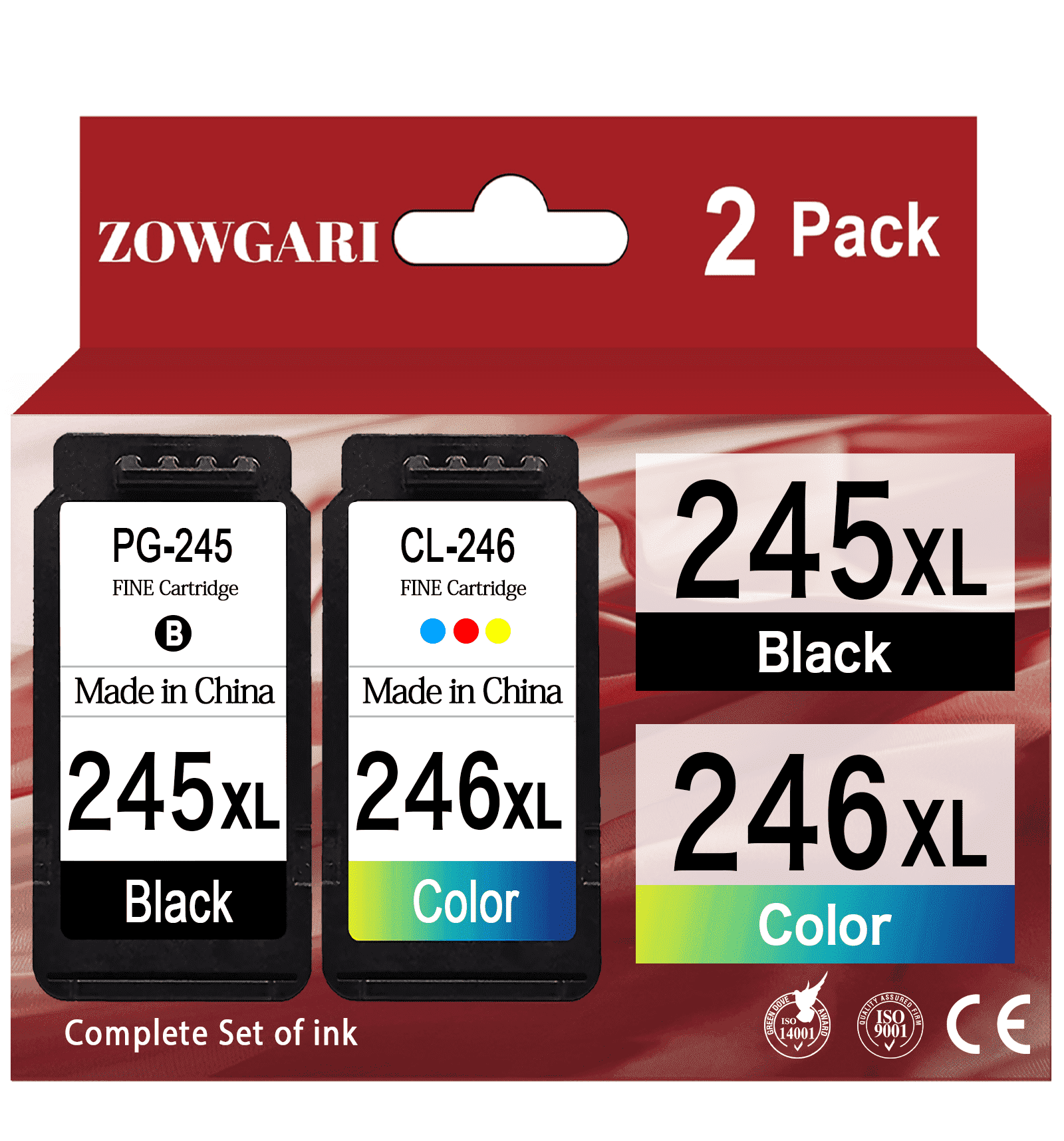 Zowgari 245XL Black and 246XL Tri-Color Ink Cartridges, High Page Yield ...