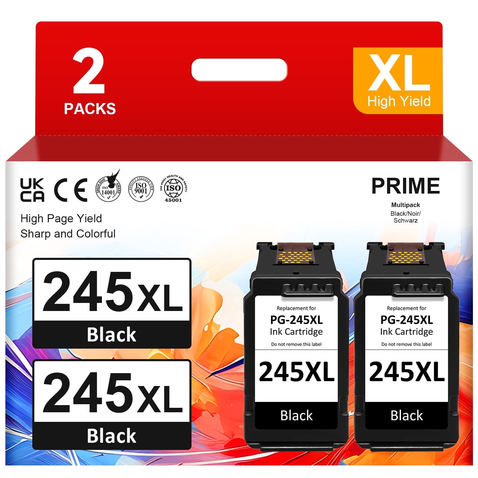 Canon 245XL Black Ink Cartridges 2 Pack for Pixma TR4520, MX490, MG2420 ...