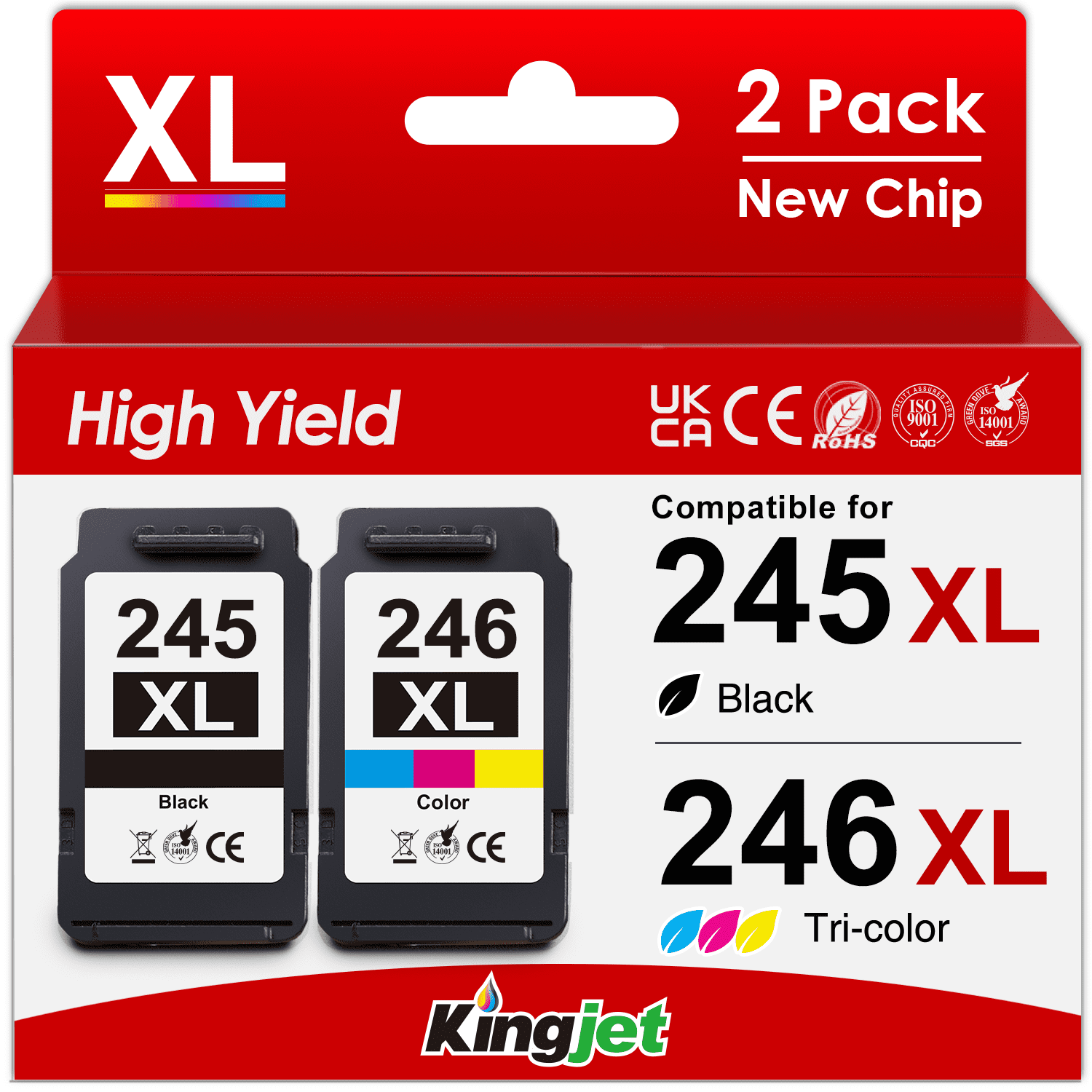 Kingjet 245XL 246XL Ink Cartridges, Black and Tri-Color, Compatible ...