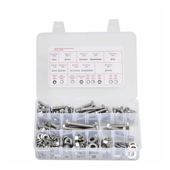 246 Pcs Stainless Steel Bolt Nut Assortment Kit - Imperial Size ...