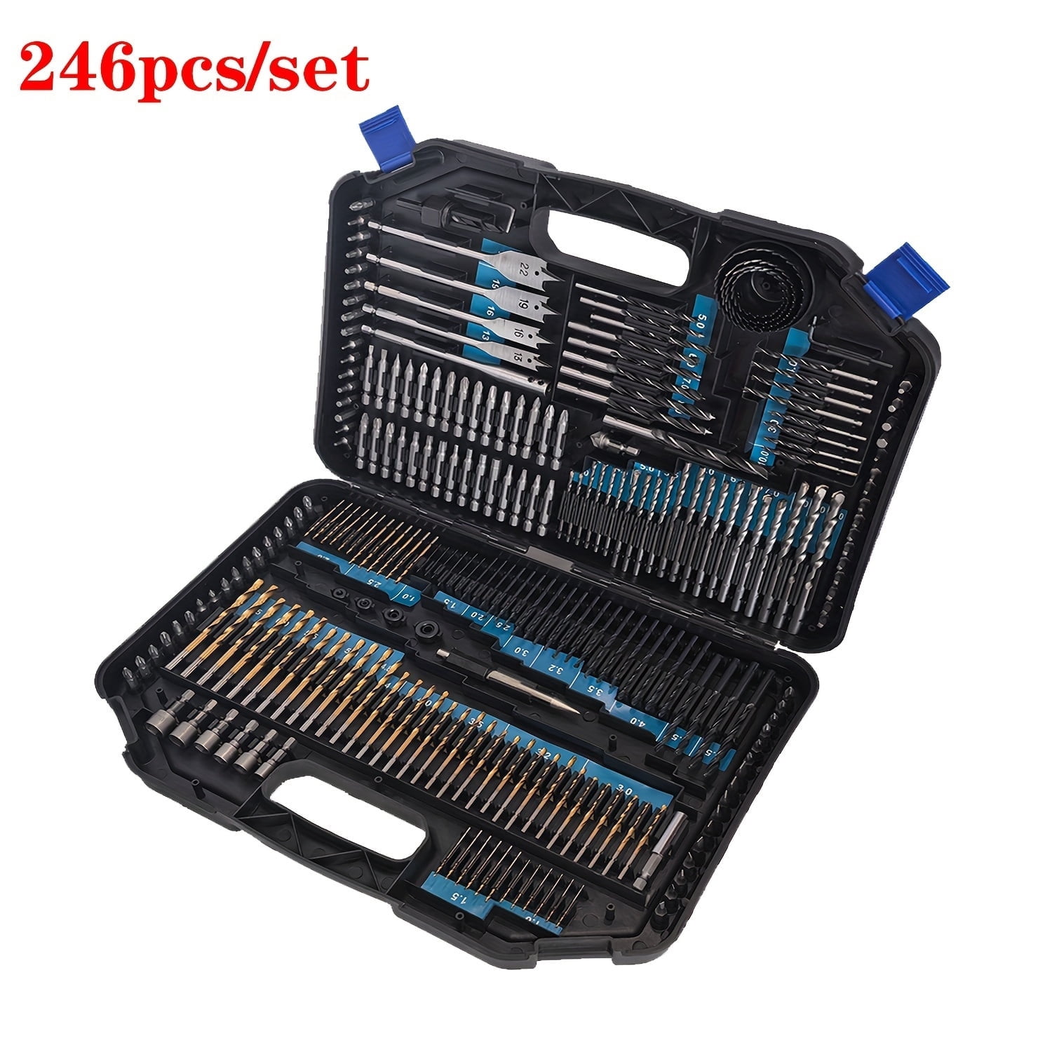 246 piece drill set, with storage box, high-speed steel, Fried Dough ...