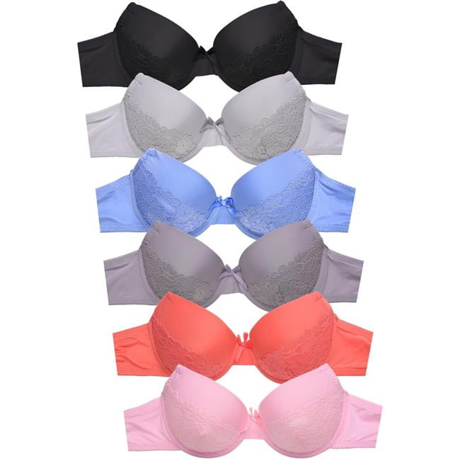 247 Frenzy 247FA-BR4424PL-36B Womens Essentials Full Coverage Lace Trim ...