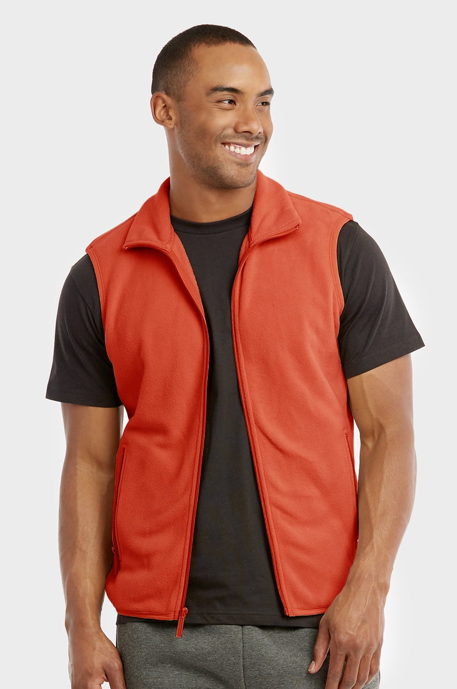 247 Frenzy Men's Essentials Knocker Polar Fleece Sweater Vest - Orange ...