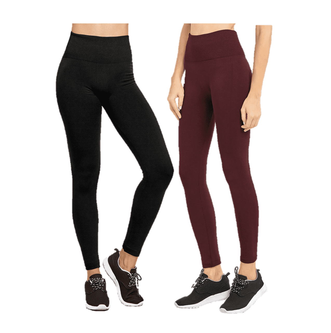 247 Frenzy Women's Active Essentials PACK OF 2 Sofra Stretch High Waist Tummy Control Fleece ...