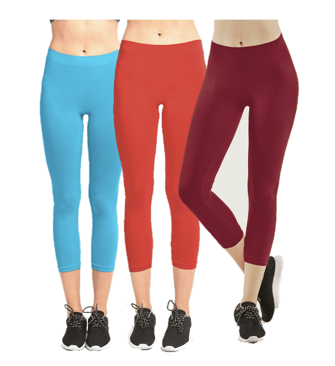 247 Frenzy Women's Active Essentials PACK OF 3 SOFRA Soft Stretch Nylon Blend Unlined Capri ...
