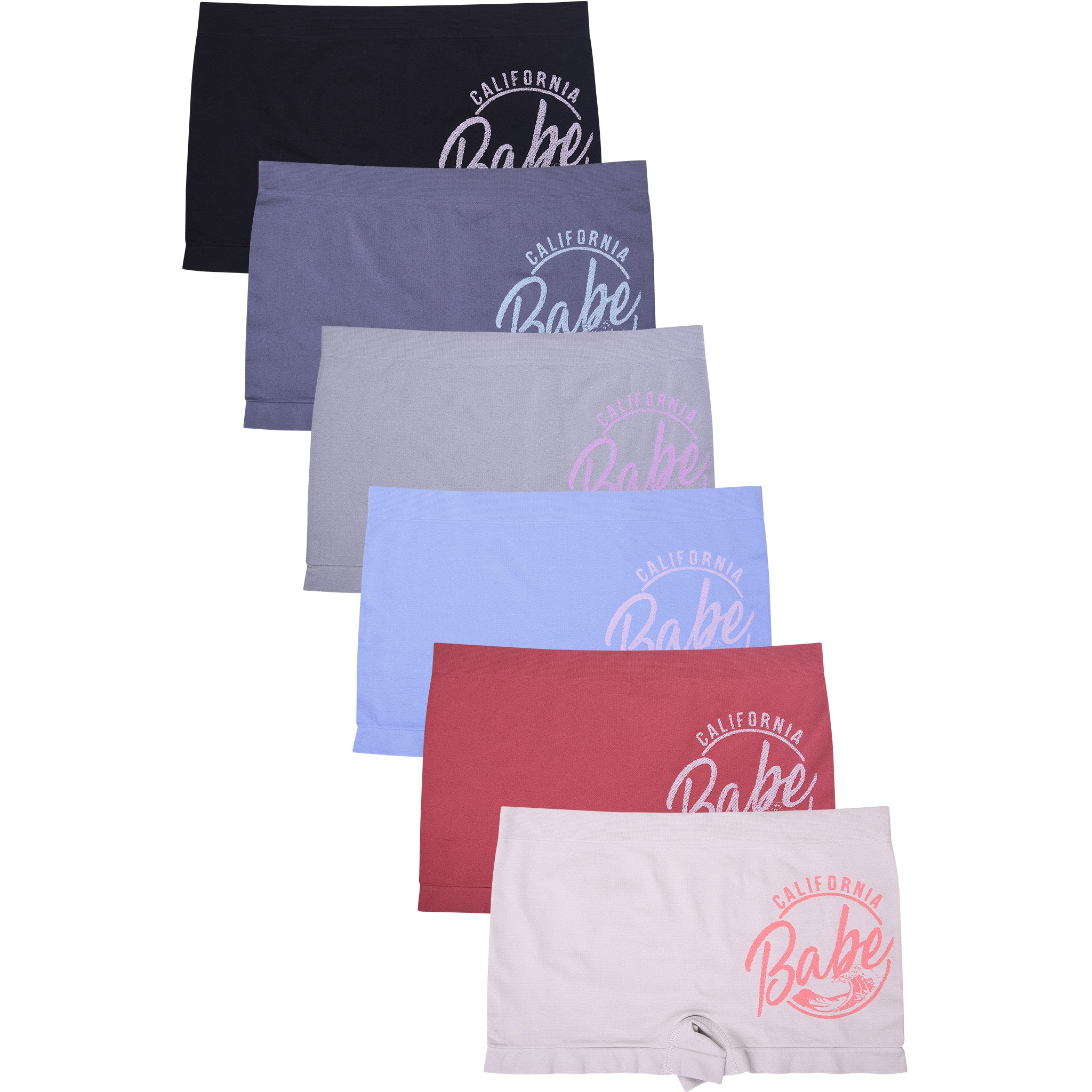 247 Frenzy Women's Essentials PACK OF 6 Seamless Nylon Stretch Boyshort ...