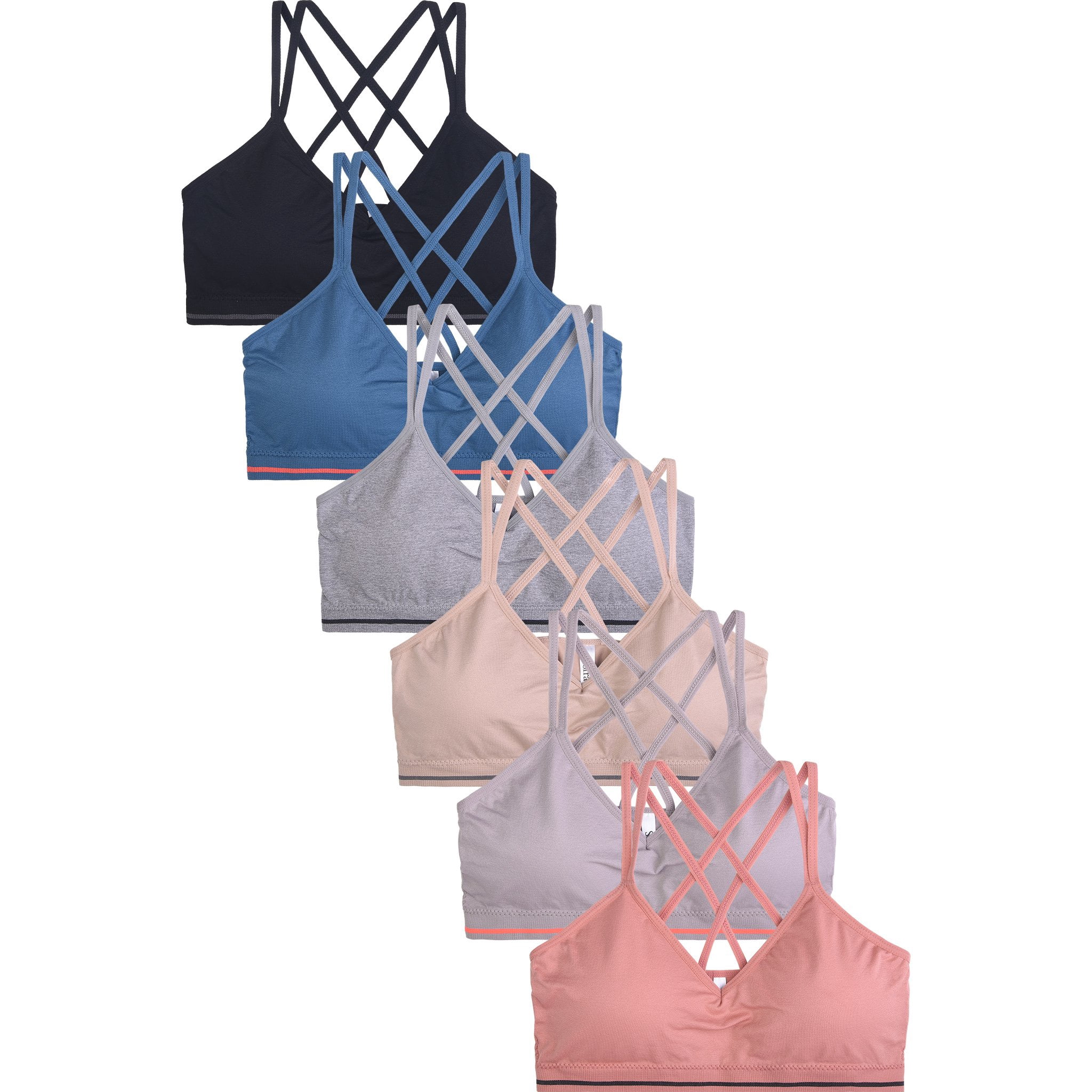 247 Frenzy Women's Essentials Sofra PACK OF 6 Seamless Sports Bras ...
