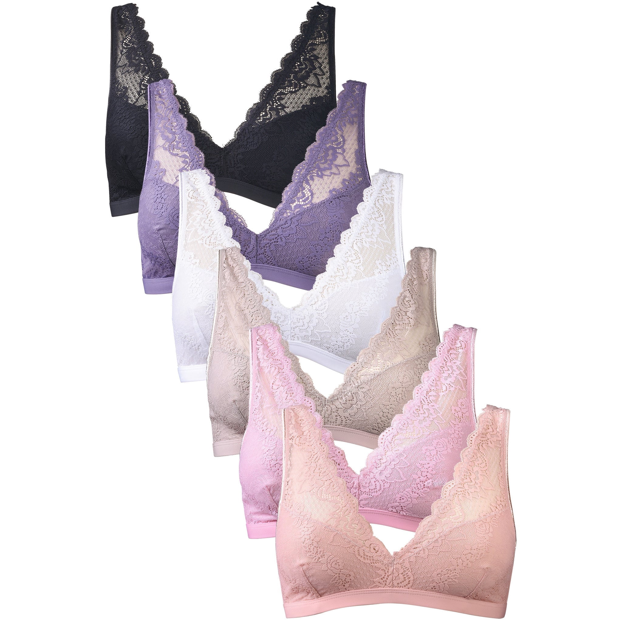 247 Frenzy Women's Essentials Sofra PACK OF 6 Underwire Allover Lace ...