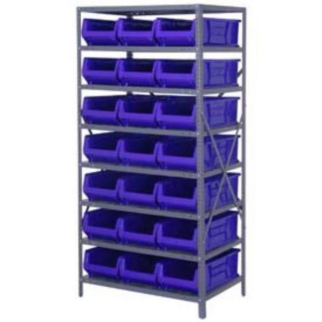 2475-952 Steel Shelving with 21 24 in. Hulk Hopper Bins, Blue - 24 x 36 ...