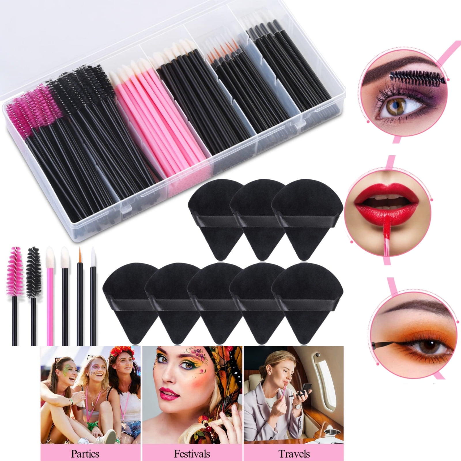 248 Pcs Disposable Makeup Applicators with Triangle Puffs, Mascara ...