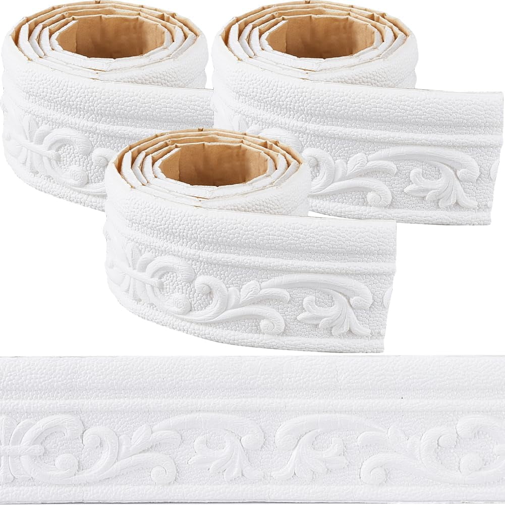 248x3.1in Molding Peel and Stick Foam White Self Adhesive Flexible Trim ...