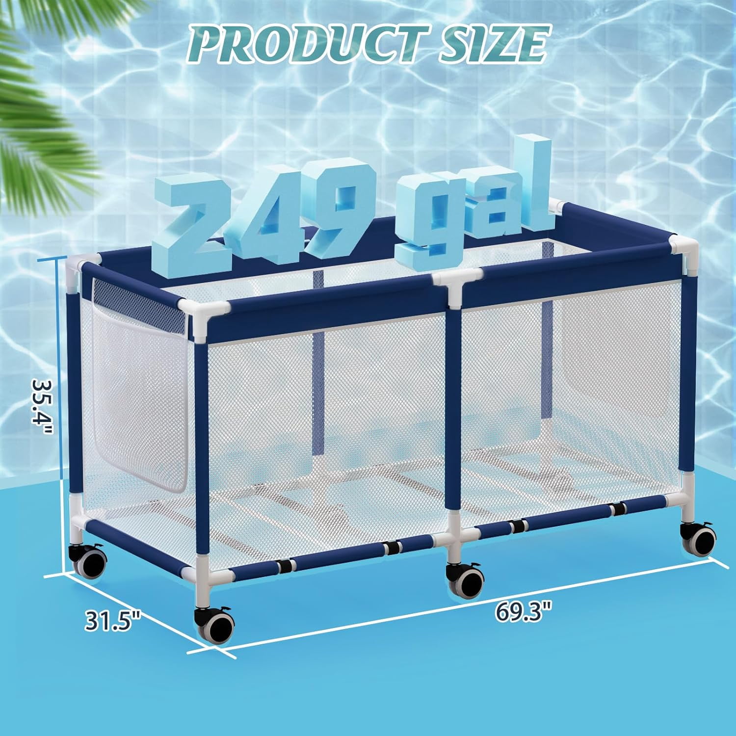 249 Gallon Large Pool Storage Bin with Cover, Heavy Duty Swimming ...