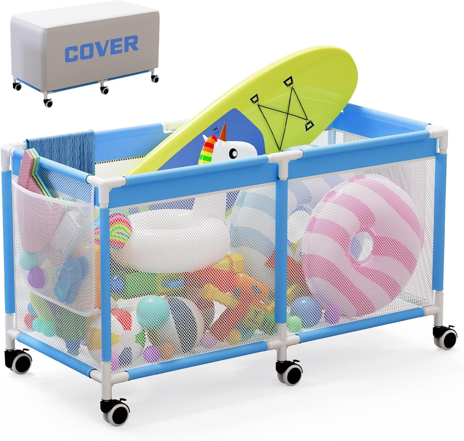 249 Gallon Large Pool Storage Bin with Cover, Heavy Duty Swimming ...