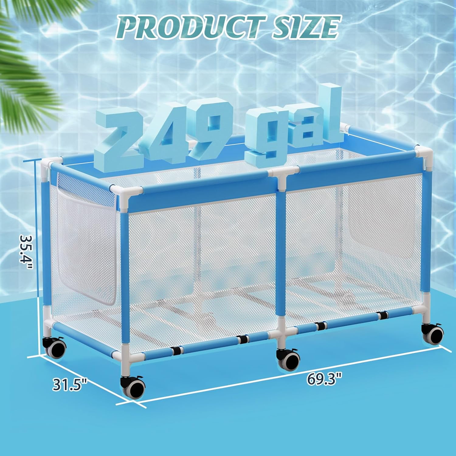 249 Gallon Large Pool Storage Bin with Cover, Heavy Duty Swimming ...
