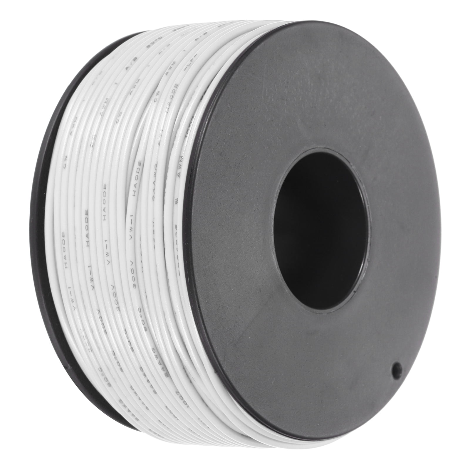 Uxcell 24AWG Stranded PVC Hookup Wire 50m/164ft White, Electrical UL1007 Spool Tinned Copper ...