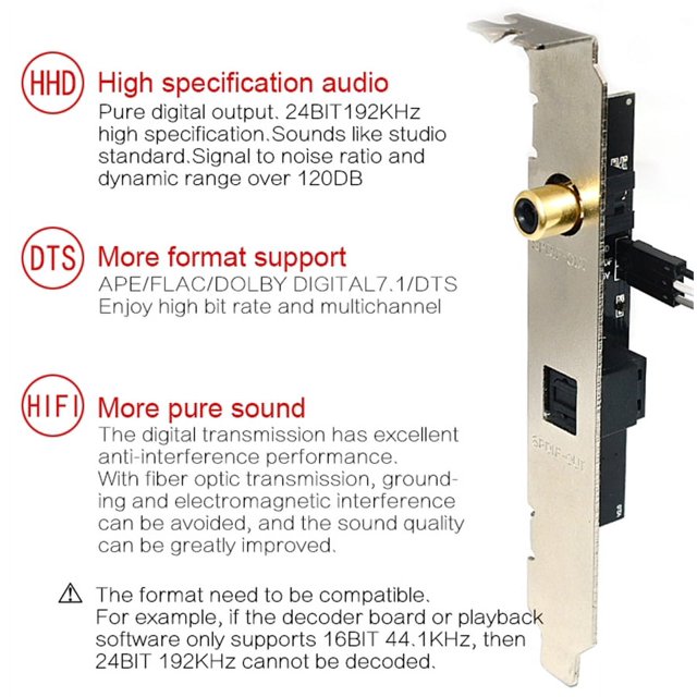 24BIT 192KHz Coaxial Digital Sound Card Baffle DAC DTS Decoder For ...