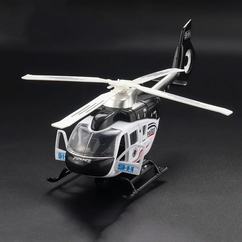 24CM Public Security Command Helicopter Model Car Toys Musical Pull ...
