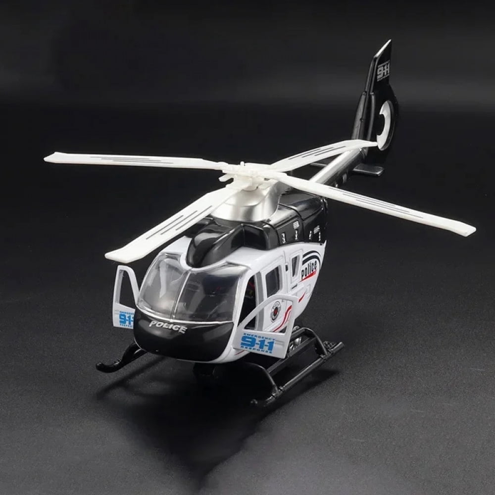 24CM Public Security Command Helicopter Model Car Toys Musical Pull ...
