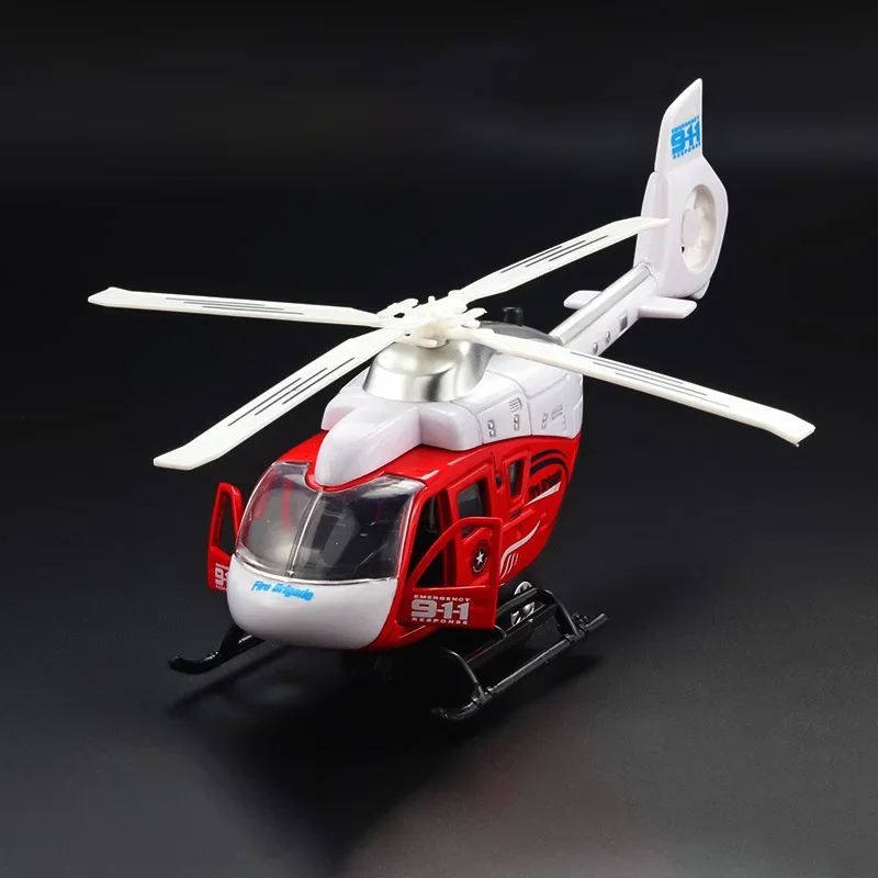 24CM Public Security Command Helicopter Model Car Toys Musical Pull ...