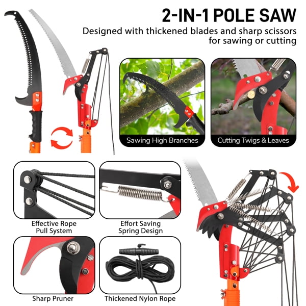 24FT Adjustable Telescopic Pole Saw Kit - Aluminum/Fiberglass Tree ...