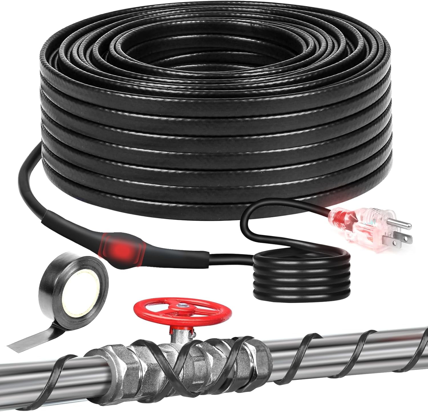 24FT Heat Tape Roof Snow De-Icing, Deicing Heating Cable,Pipe (Metal ...