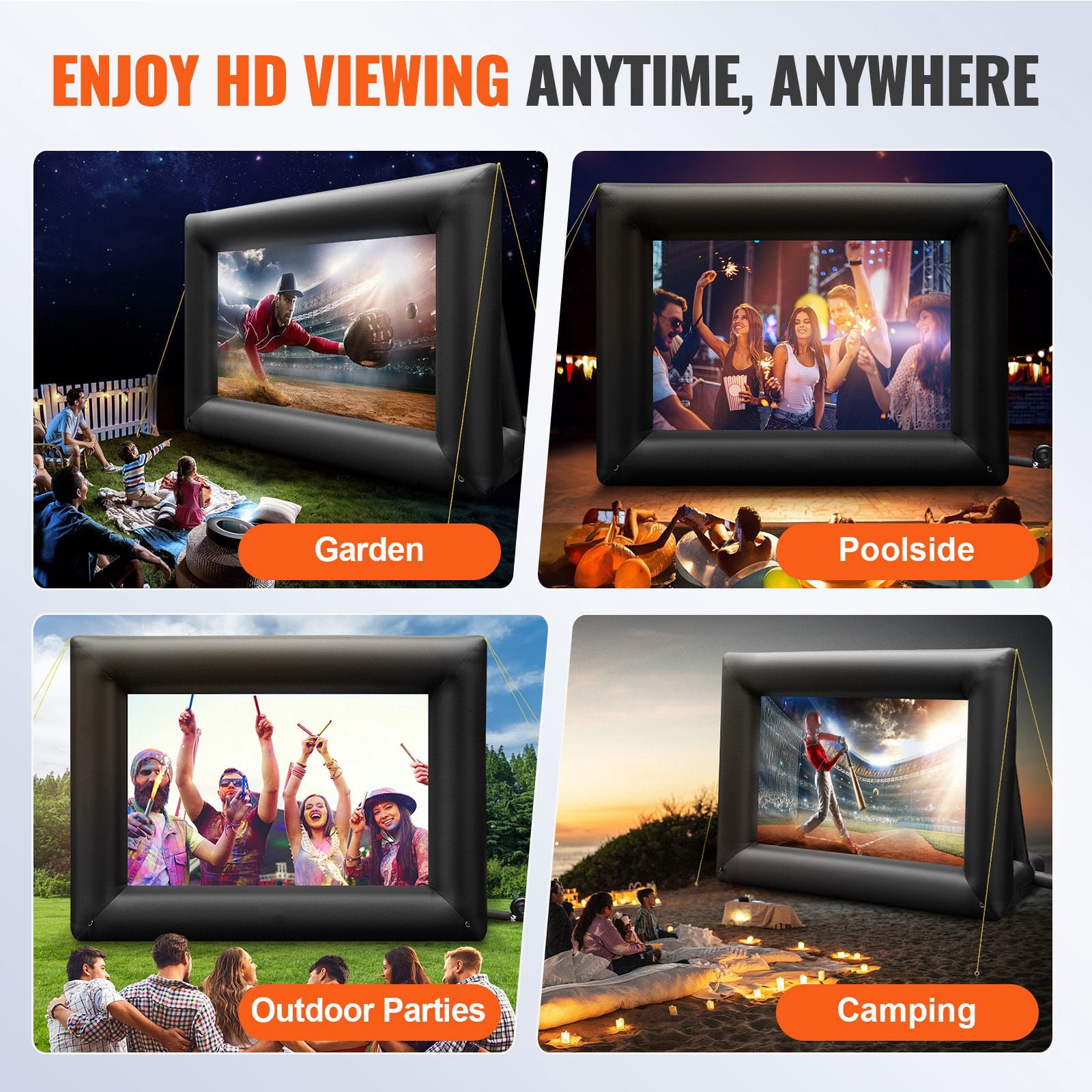 24FT Inflatable Projector Screen for outside with 360W Air Blower ...
