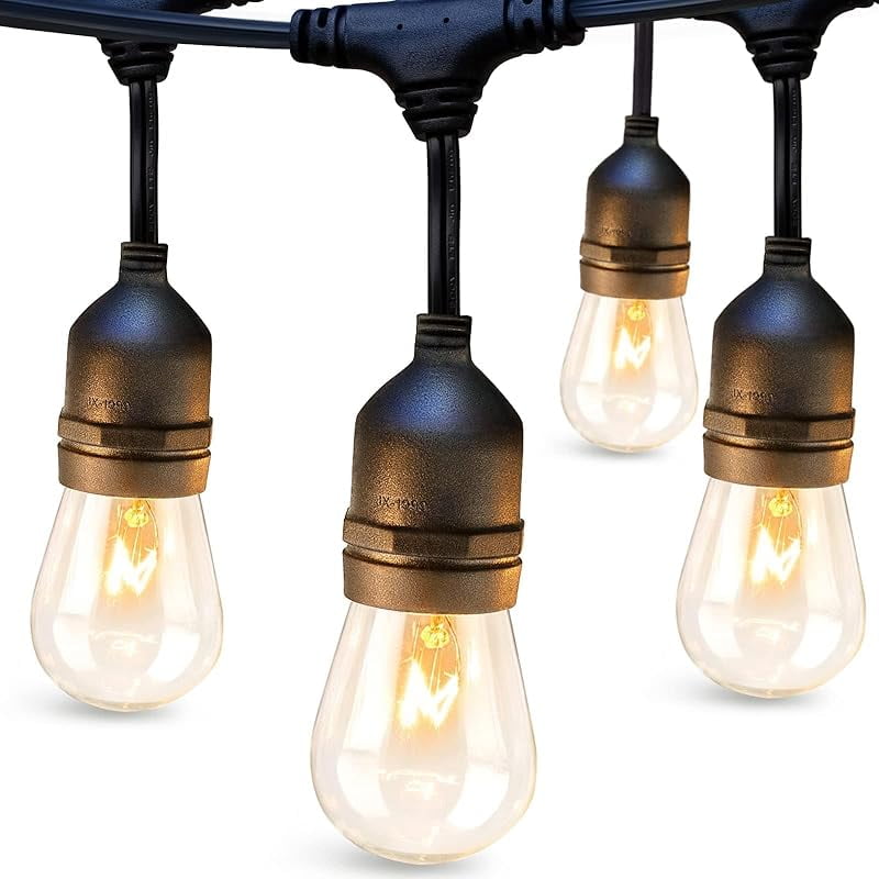 24FT Outdoor String Lights Commercial Grade Weatherproof Strand Edison ...