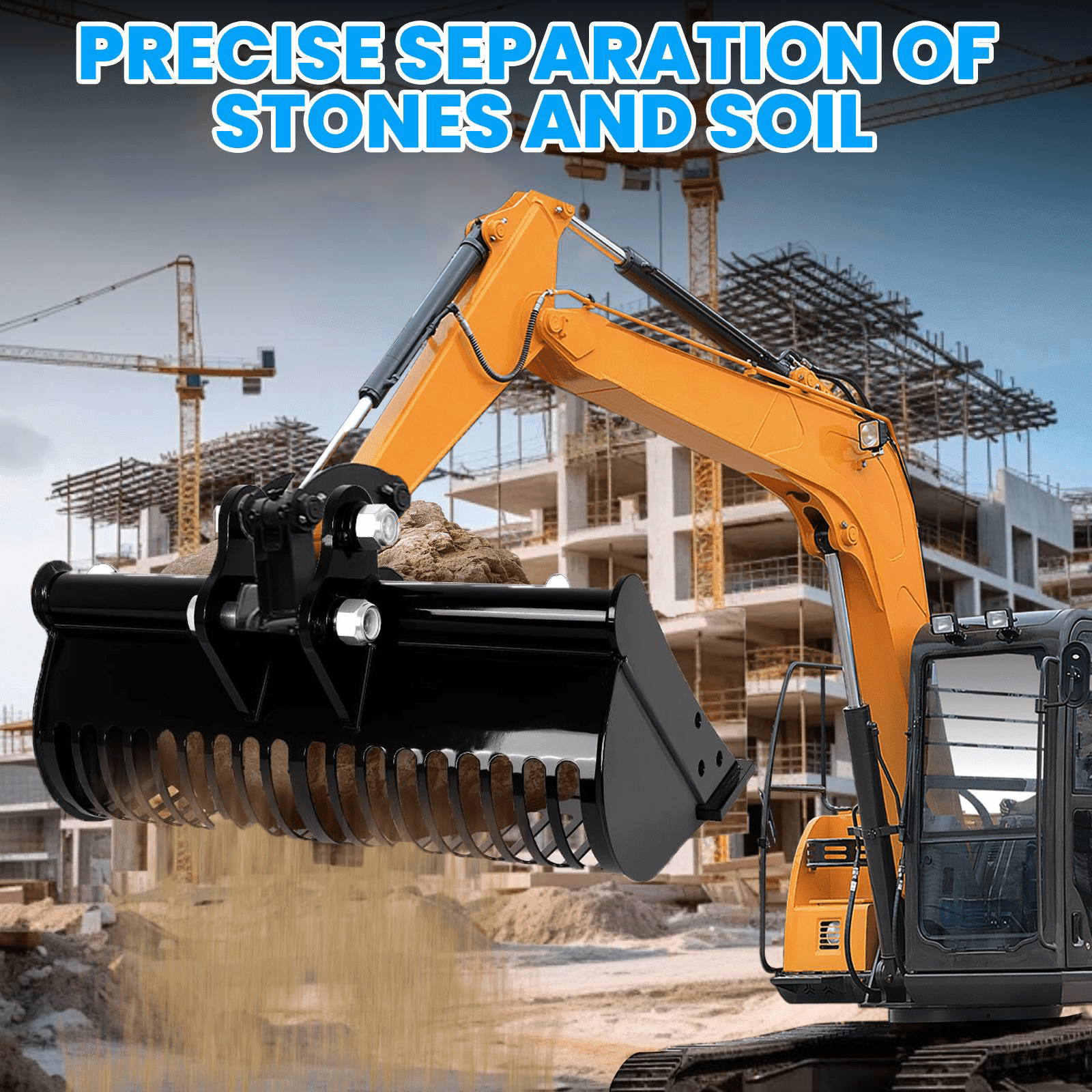 24IN / 600MM Screening Skeleton Bucket with Small Excavator Stone and Soil Screening Skeleton ...