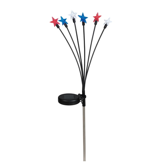 Outdoor Solar-Powered LED Stars Pathway Light, Red/Cool White/Blue, 24 ...
