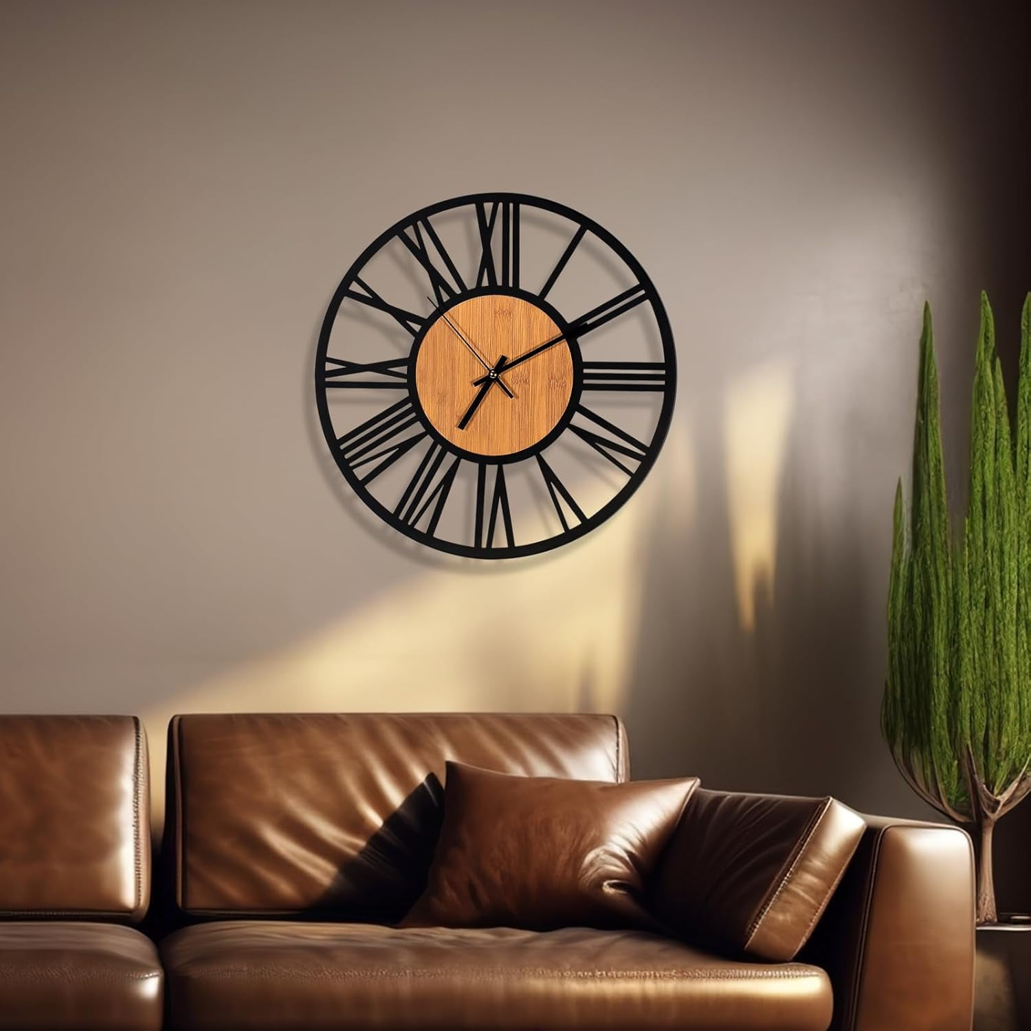 24In Large Modern Metal Wall Clocks, Round Silent Roman Numerals Big ...