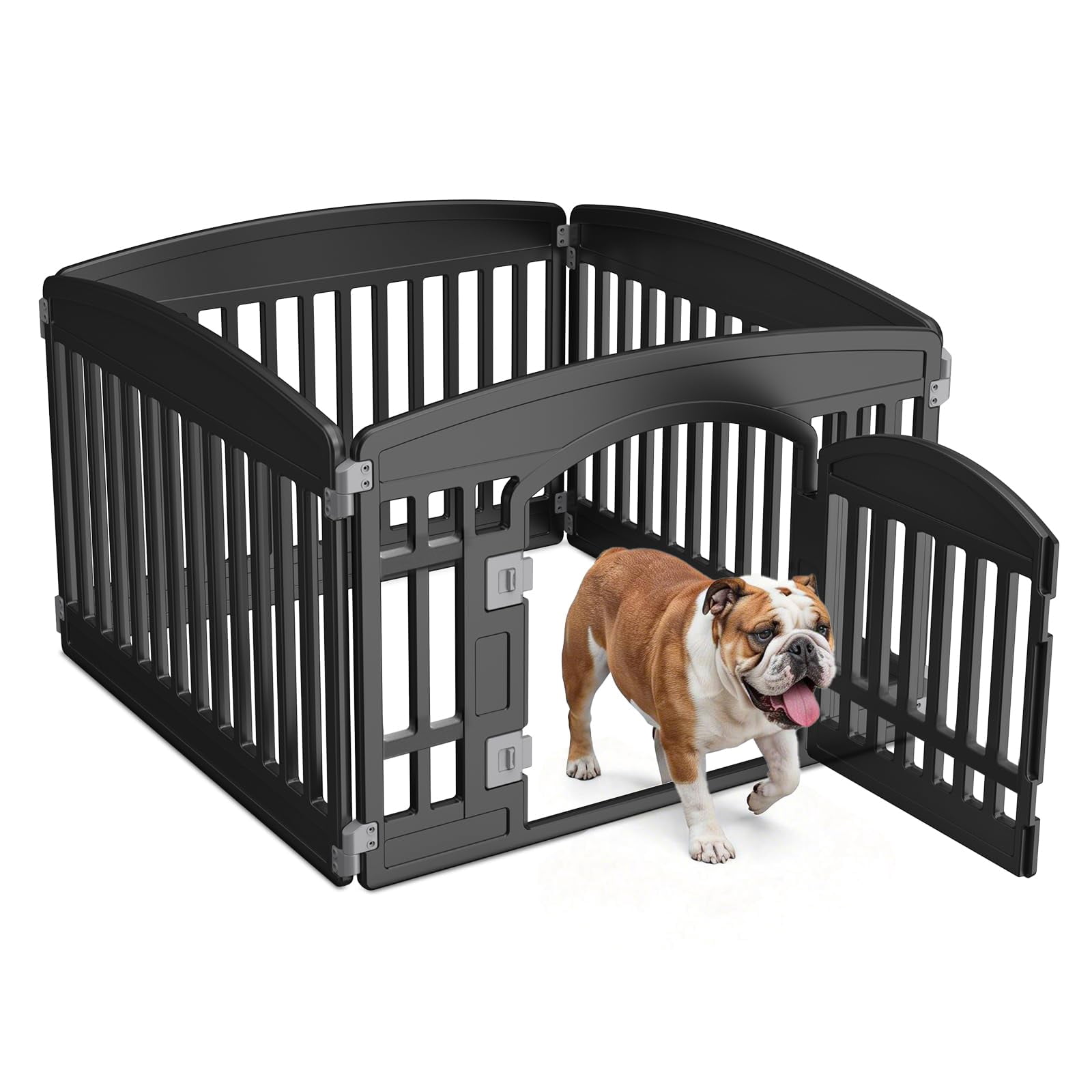 24In Puppy Playpen Indoor Outdoor Plastic Pet Fence Secure Locking Door ...