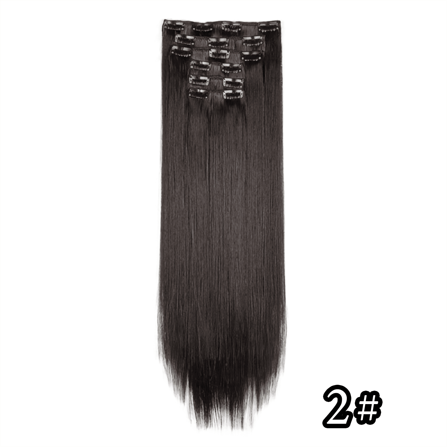 24Inch 16 Clips in Hair Extensions Long Straight Hairstyle Synthetic ...