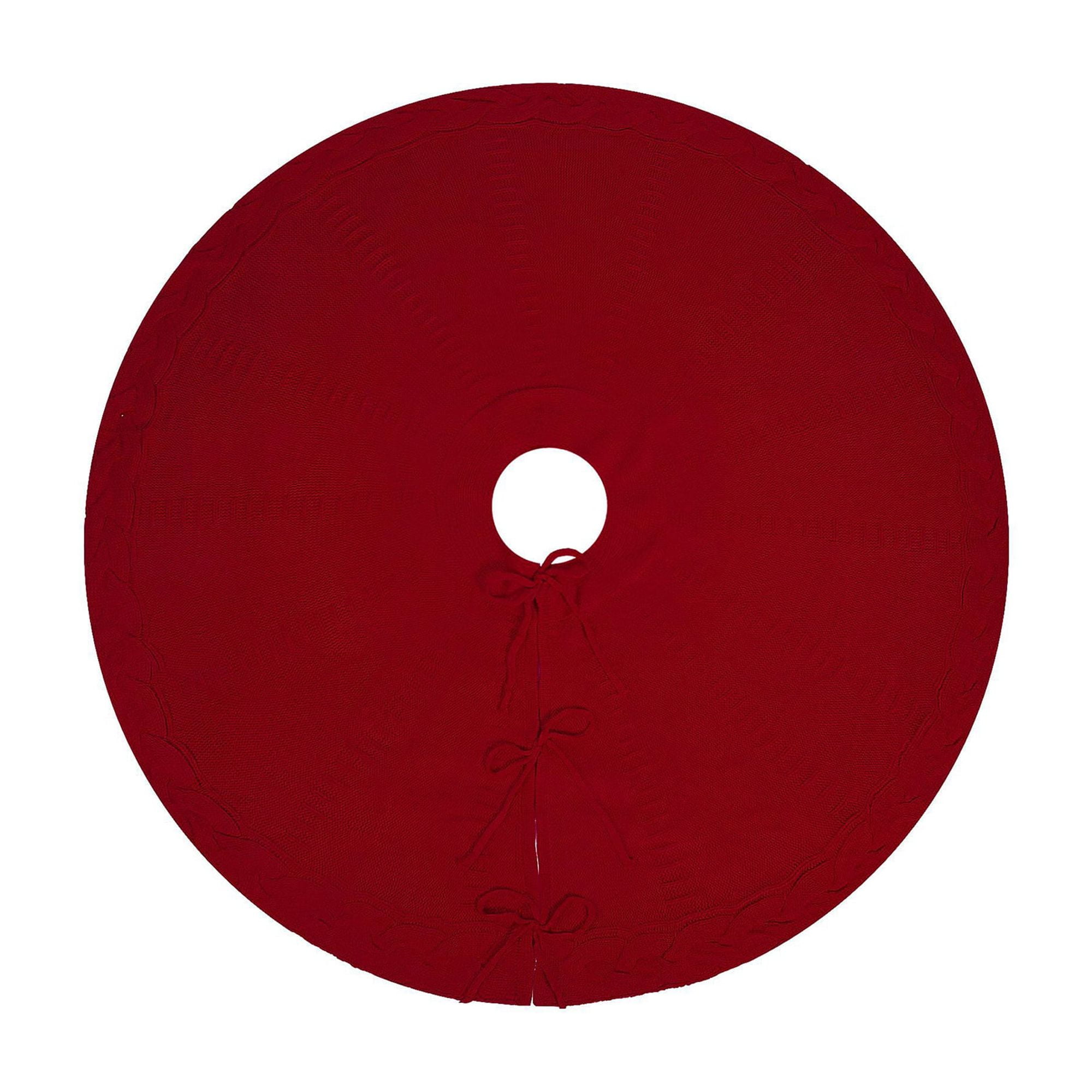 24Inch Christmas Tree Skirt, Cable Knit Tree Skirt Indoor Tree Mat Xmas ...