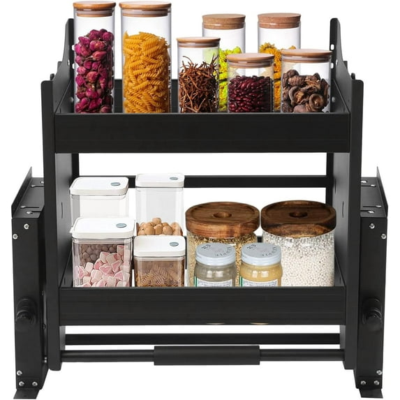 24Inch Pull Down Cabinet Organizer 2-Tier Pull Down Shelf for Kitchen ...
