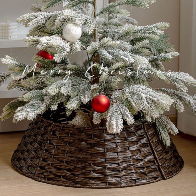 24Inch Woven Pattern Christmas Tree Collar, 5 Removable Pvc Panels Easy ...