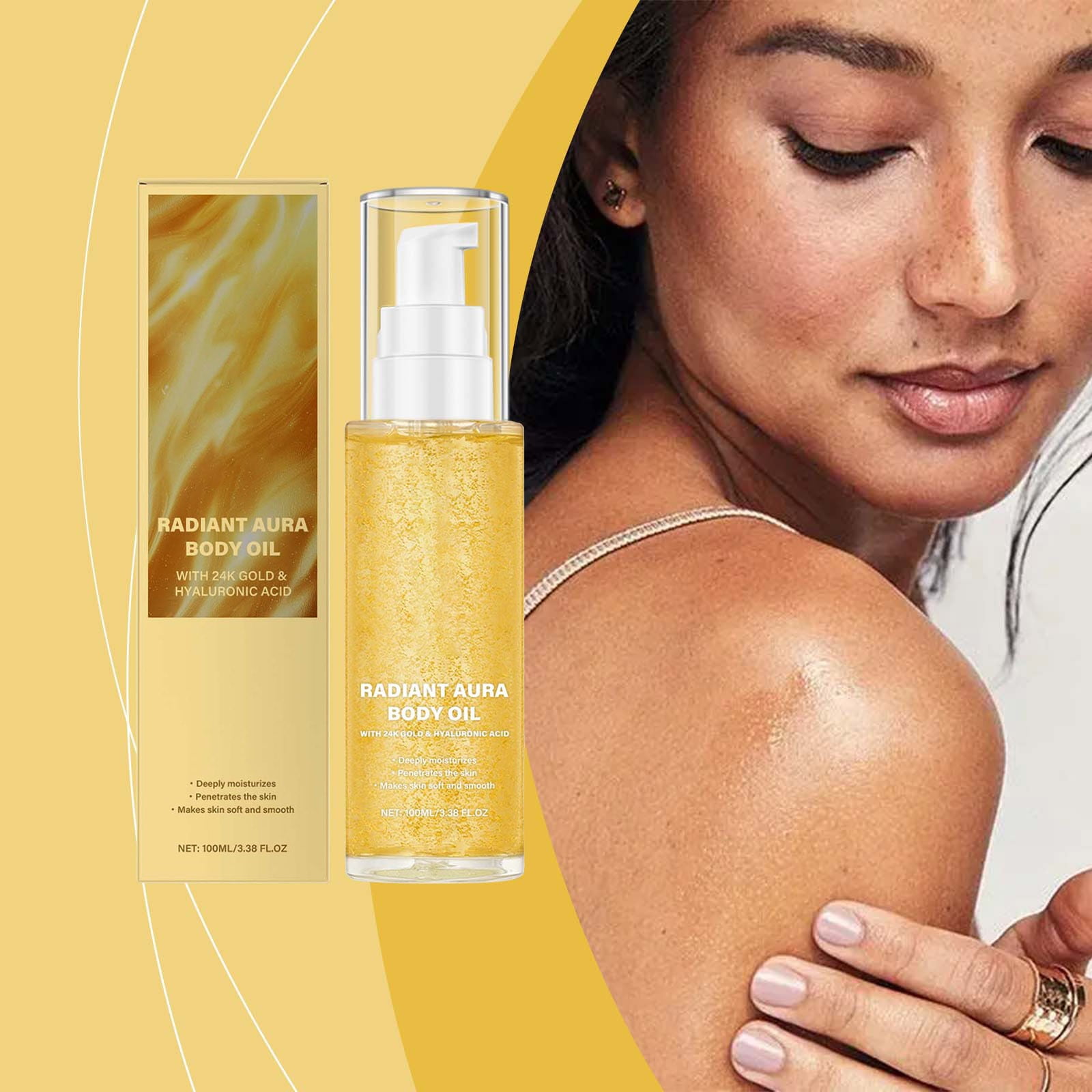24K Gold Body Oil with Hyaluronic Acid & Antioxidants - Deep Hydrating ...