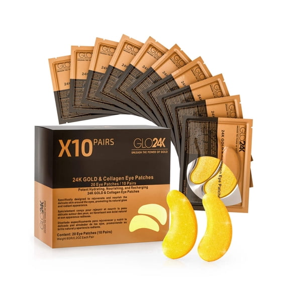 24K Gold Collagen Eye Patches (Pack of 10 Pairs/ 20 Patches) - Walmart.com