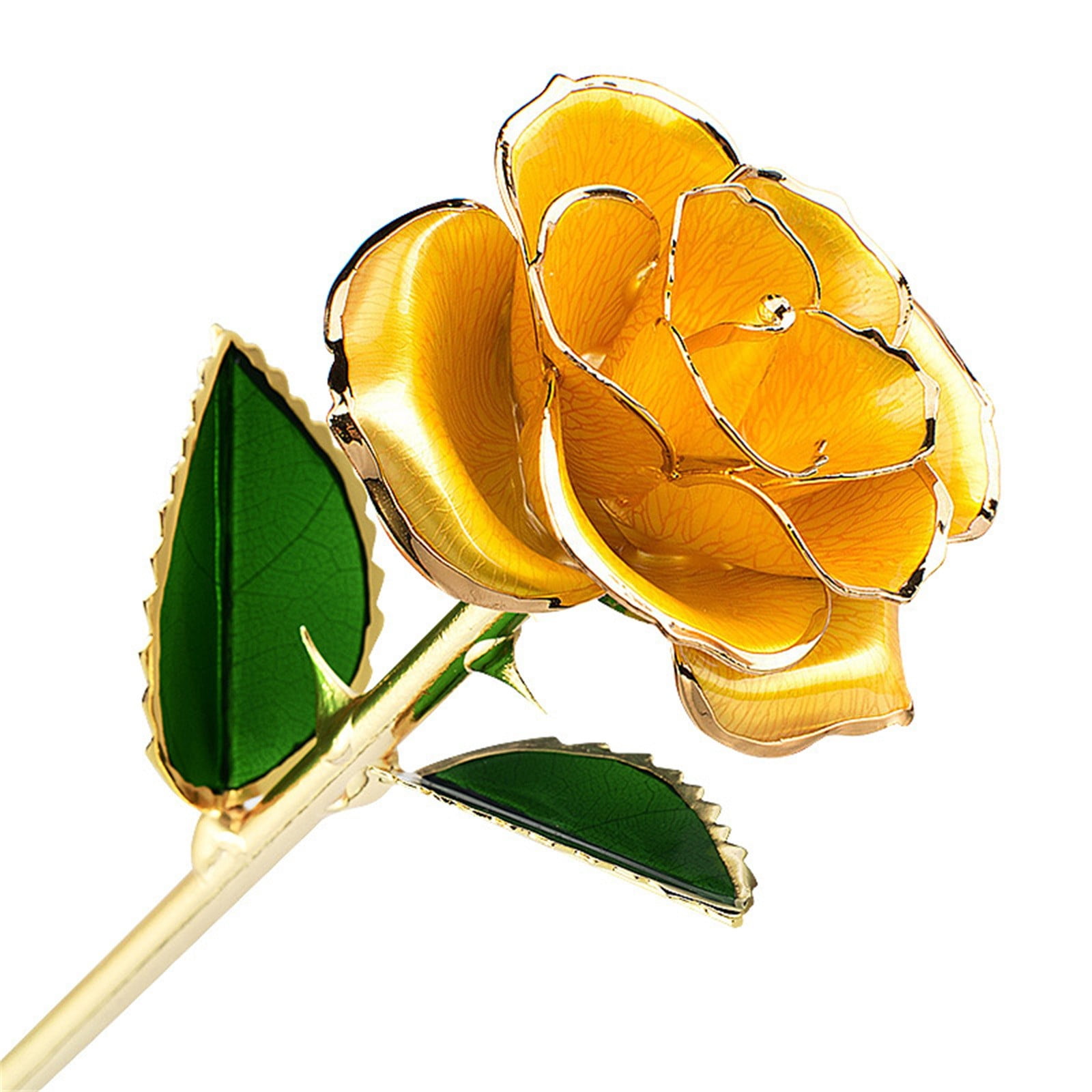 24K Gold Dipped Real Rose With Transparent Stand, Long Stem Rose Flower ...