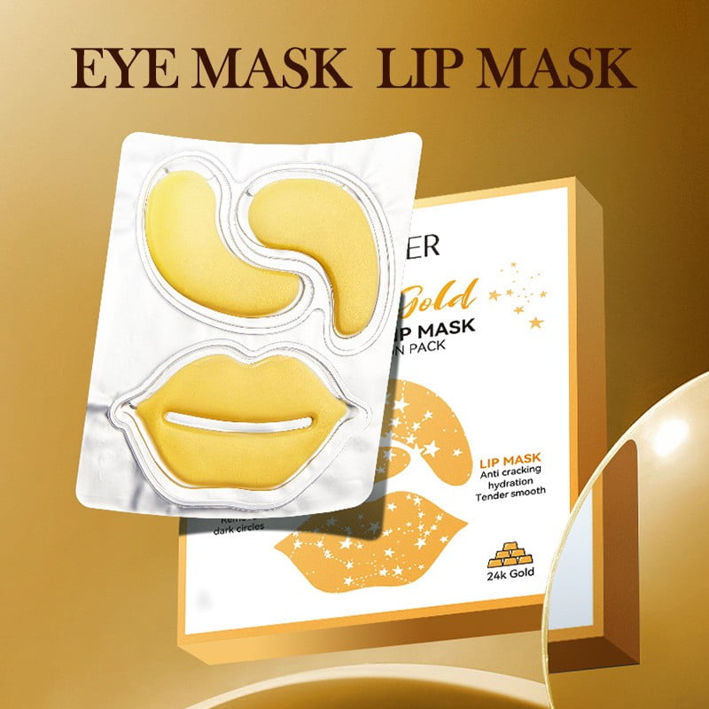 24K Gold Eye Mask-Lip Mask Combination Set Moisturizing Eye Care Lip ...