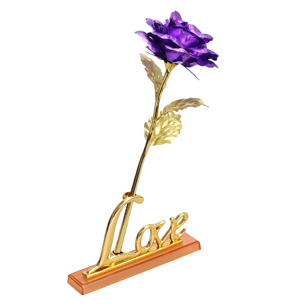 OUNONA Purple 24K Gold Foil Dipped Rose in Resin Vase Perfect for ...