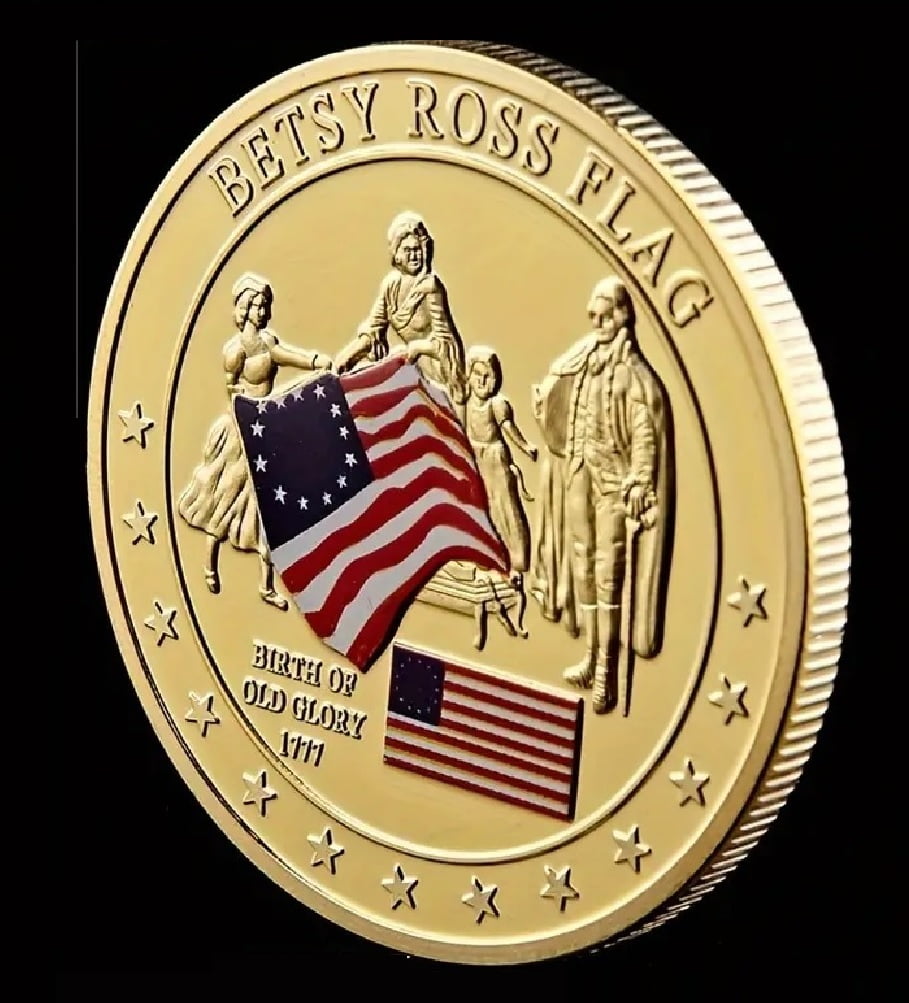 24K Gold-Plated Betsy Ross History of Old Glory w/Display Case ...
